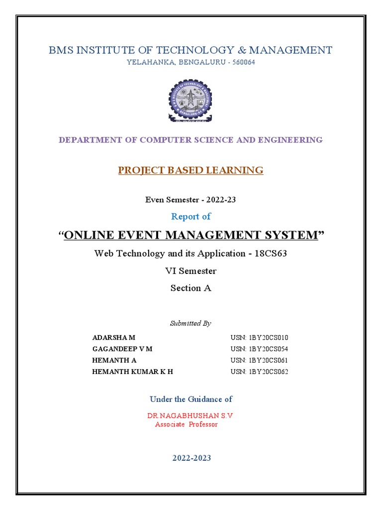 Online Event Management System Report | PDF | Engineering | Computer ...