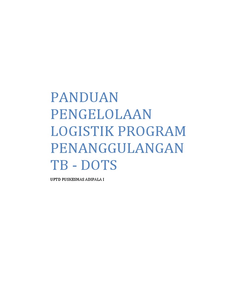 Panduan Logistik TB untuk Puskesmas | PDF