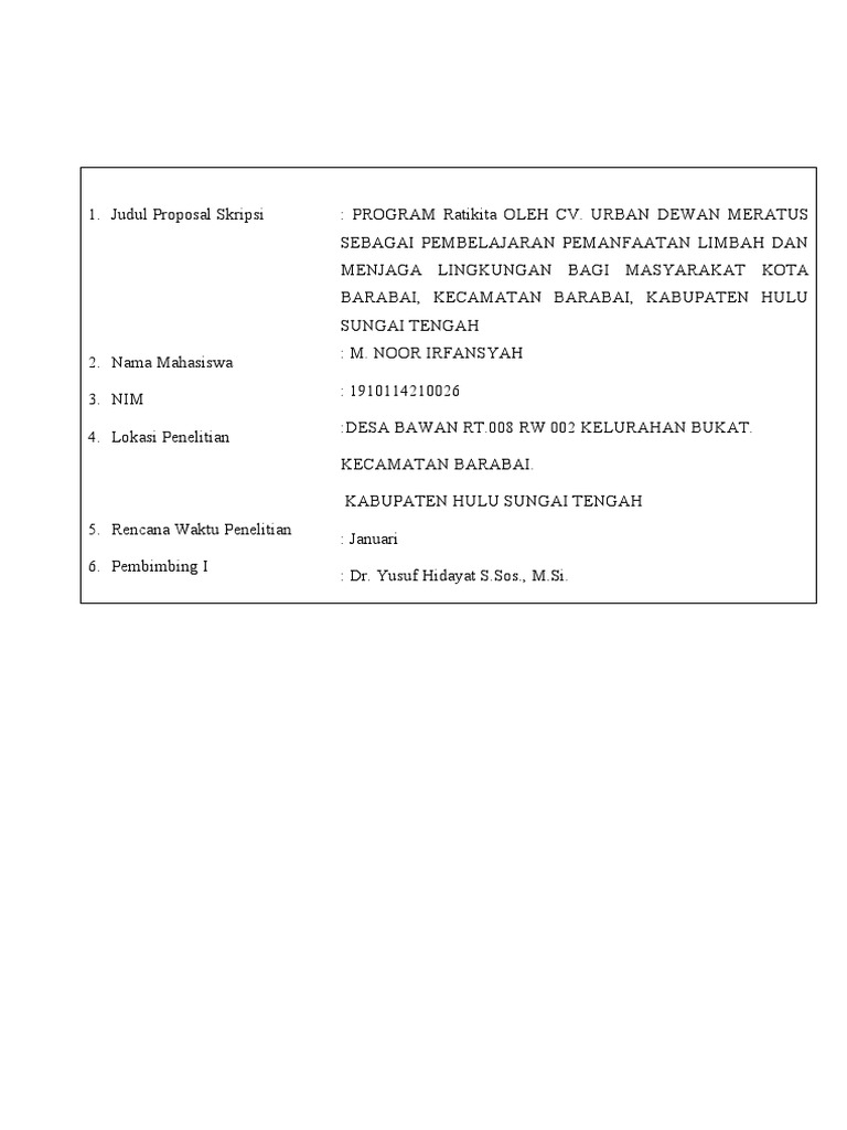Perbaikan Proposal Skripsi - Muhammad Noor Irfansyah | PDF | Ilmu Sosial