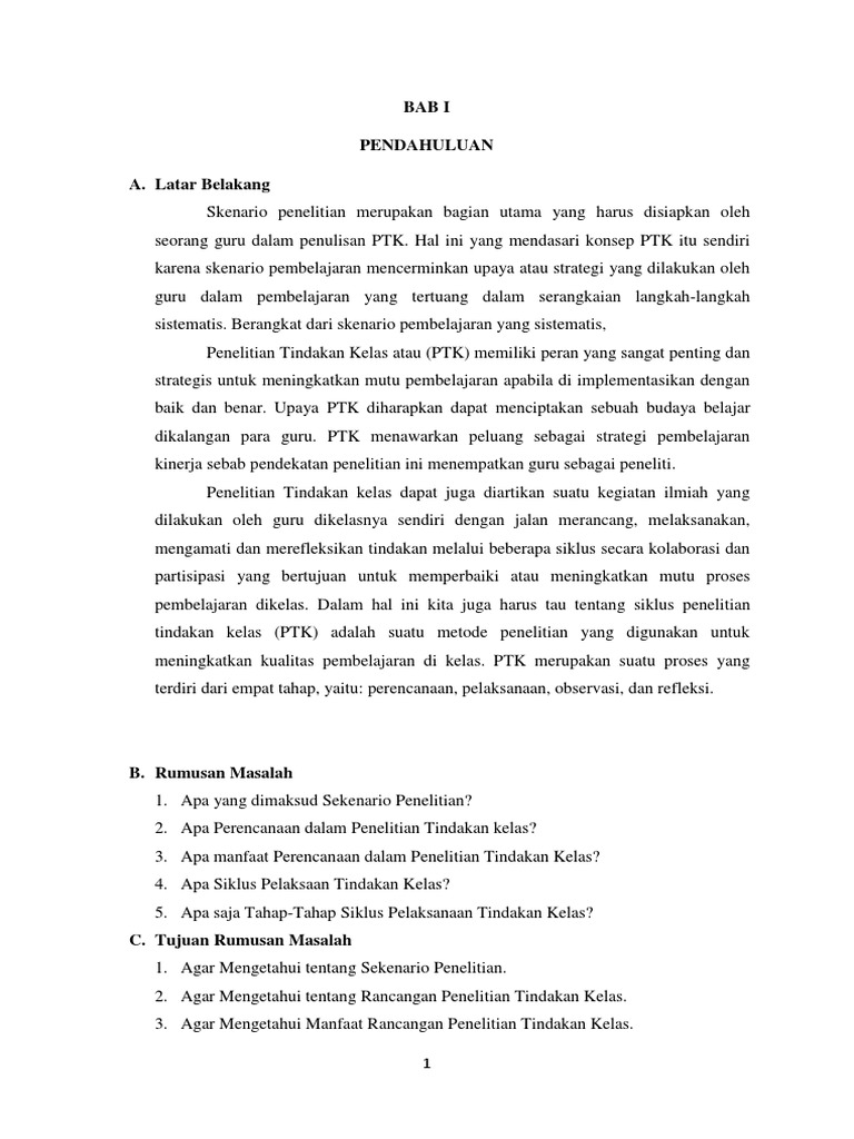 BAB I Sekenario Dan Siklus PTK Kel.07 | PDF
