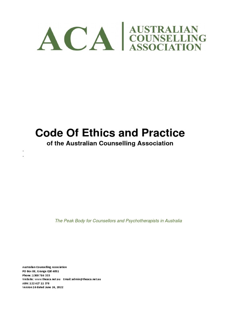 ACA-Code-of-Ethics-and-Practice-Ver16 | PDF | Confidentiality | Lawyer