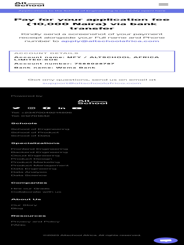 Bank Details AltSchool Africa | PDF | Business