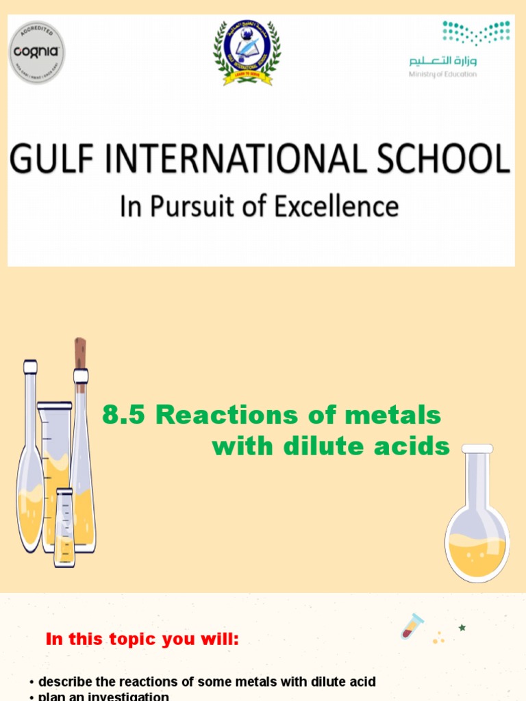 Metals and Their Reactions with Acids | PDF | Acid | Magnesium