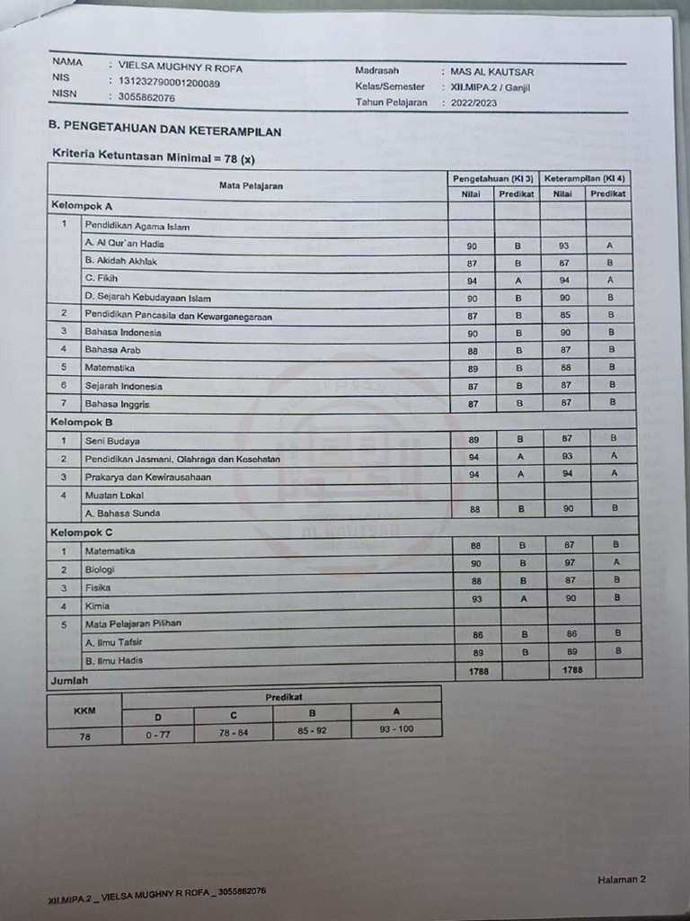 Nilai Rapot Semester 5 + SKPS | PDF