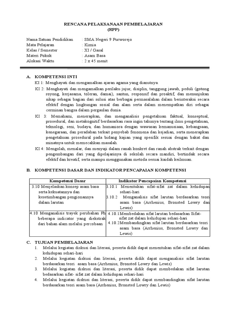 RPP Asam Basa | PDF