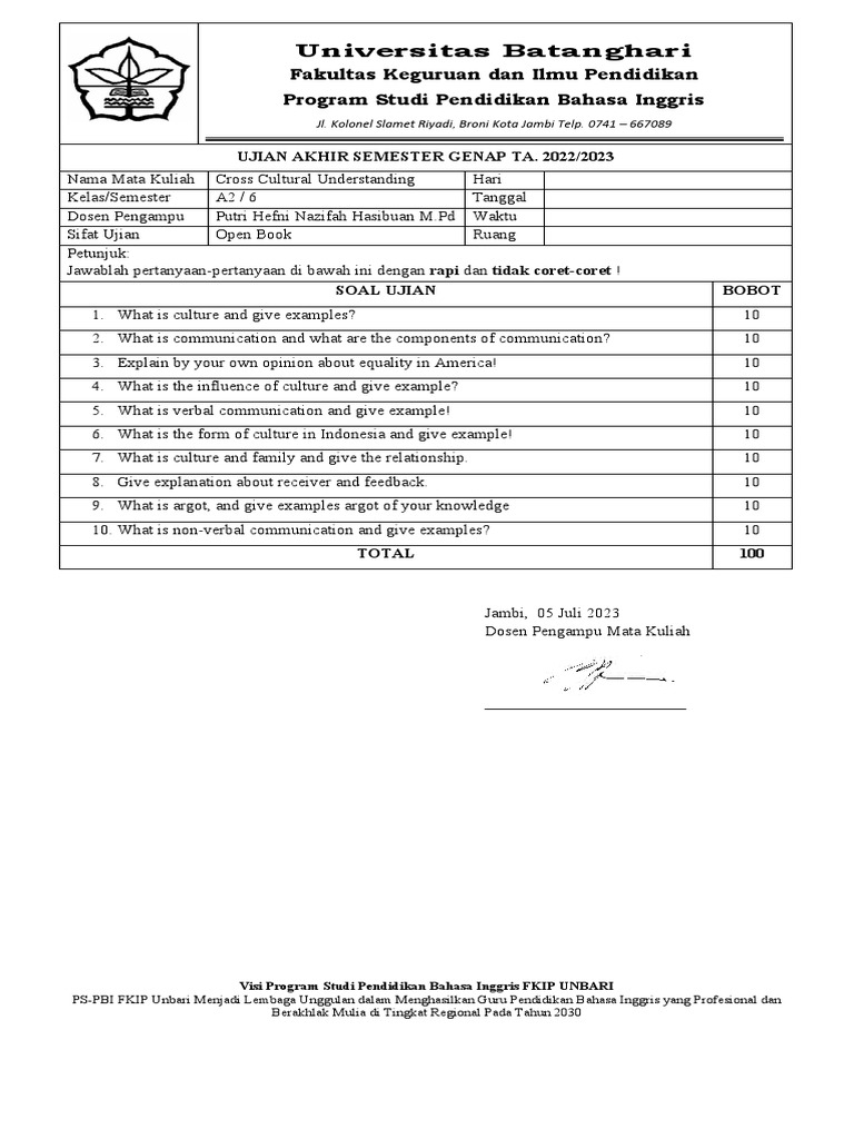 Format Soal Ujian | PDF