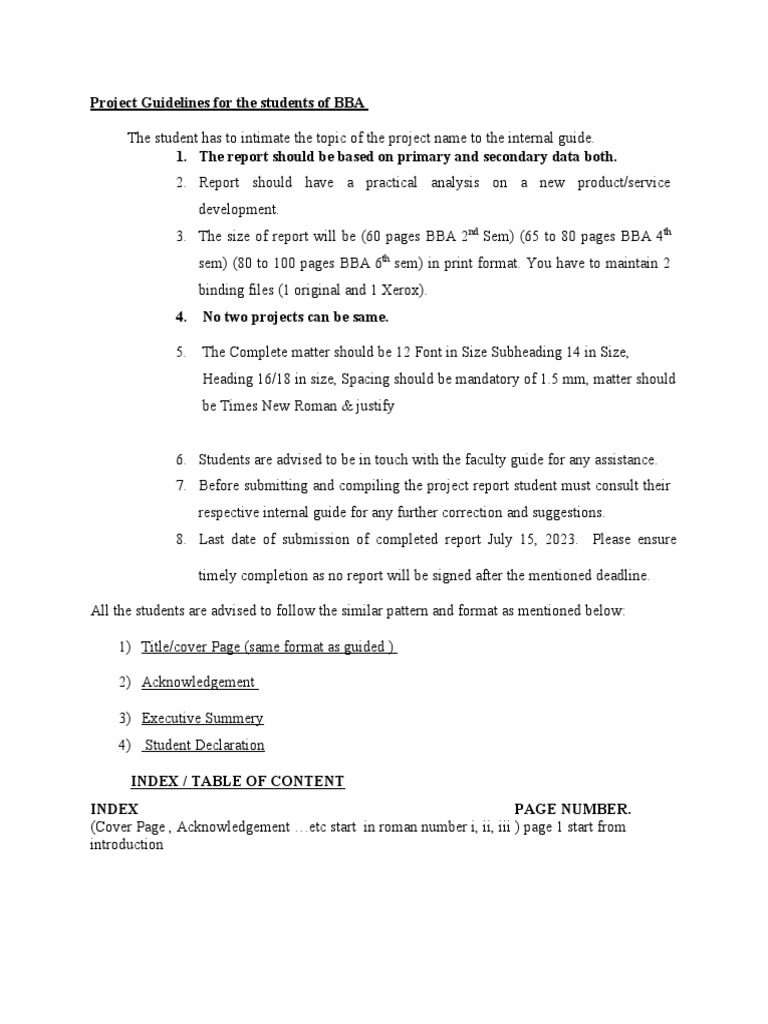 Guidelines of BBA | PDF | Data | Computing