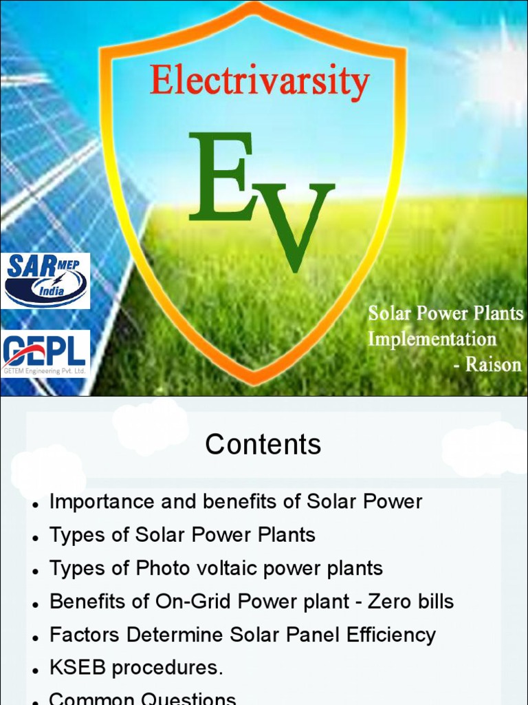 Solar Power Plants: Types & Benefits | PDF | Solar Power | Photovoltaics
