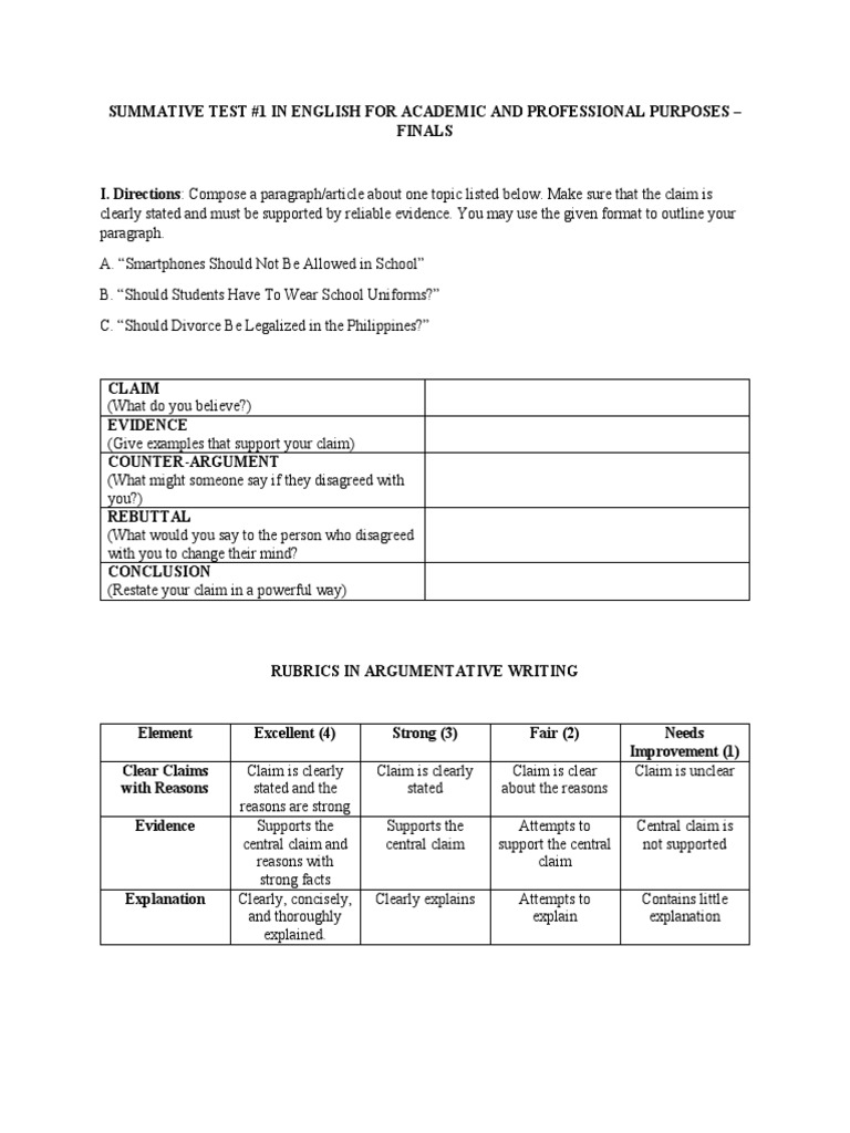 Summative Test | PDF