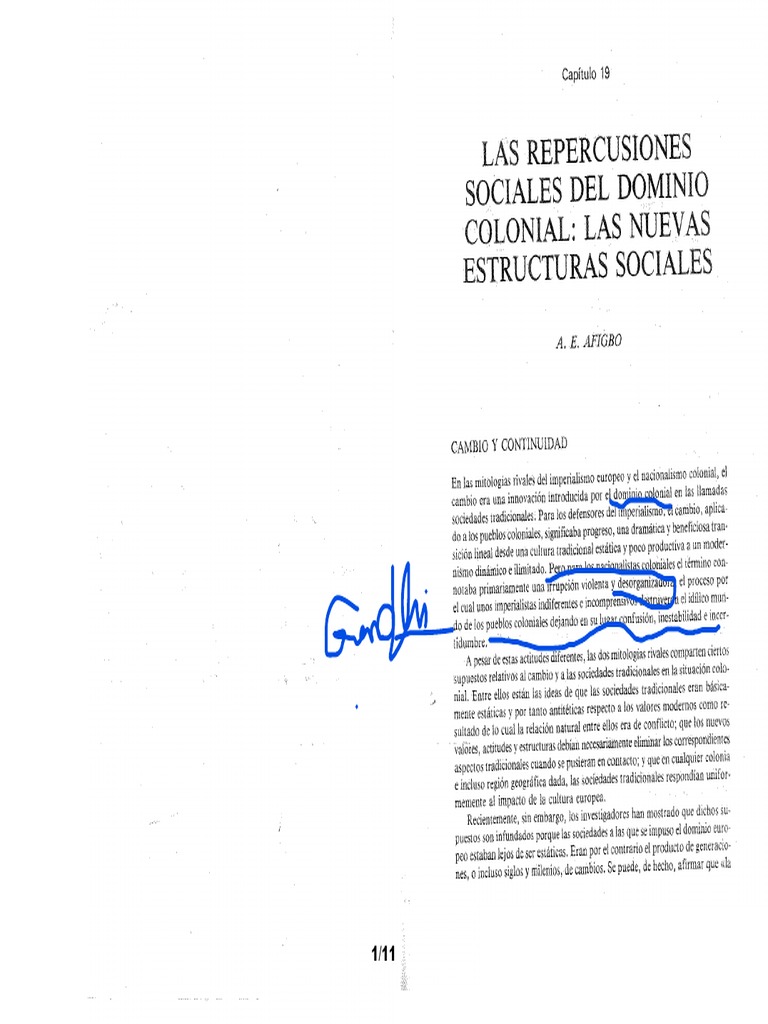 Afigbo - Las Repercusiones Sociales Del Dominio Colonial | PDF
