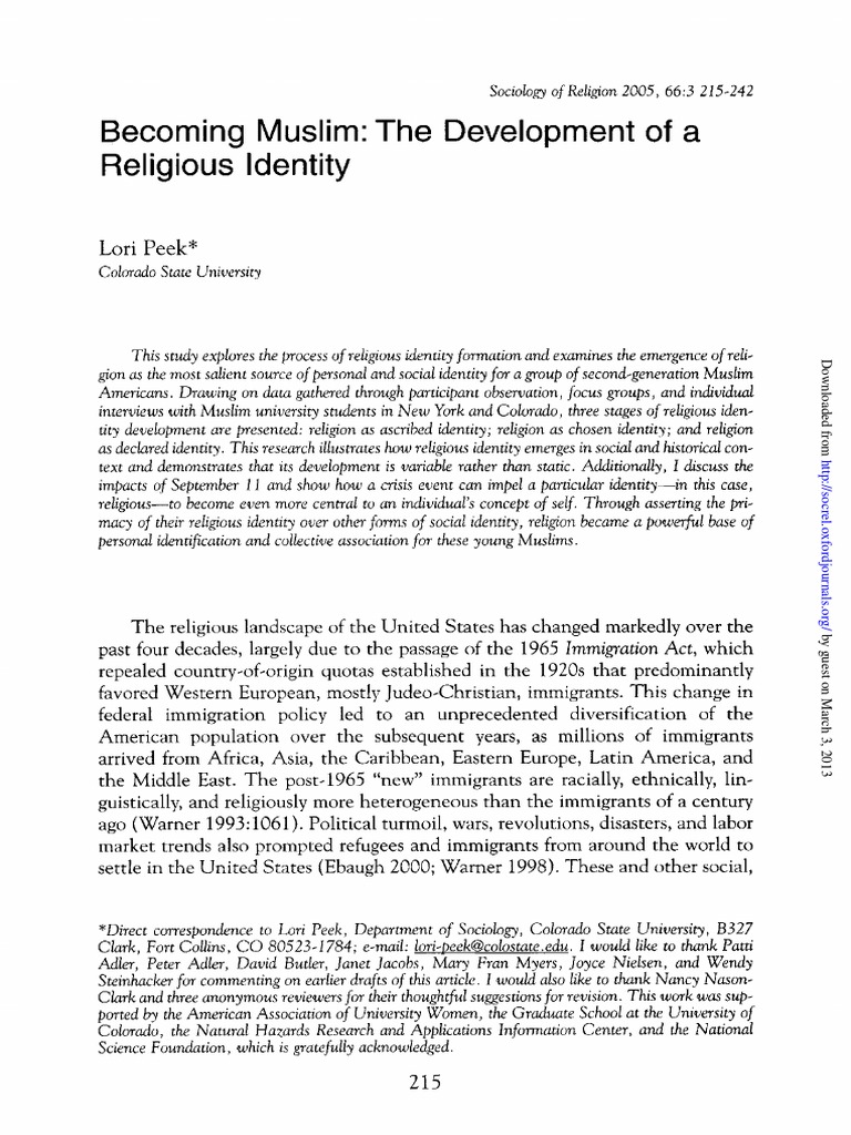 Becoming Muslim" The Development of A Religious Identity | Download ...