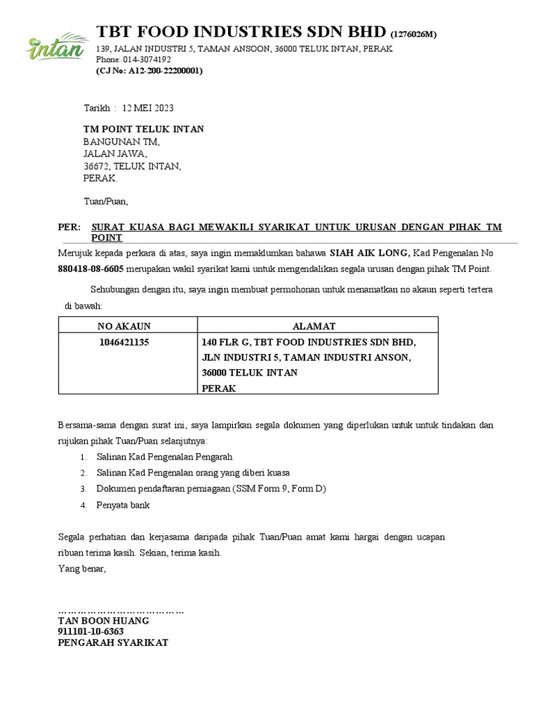 Surat Wakil TM | PDF