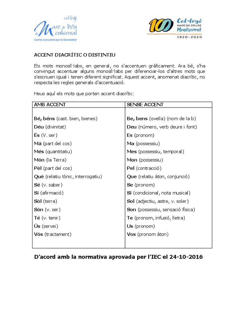 Accent Diacrític | PDF