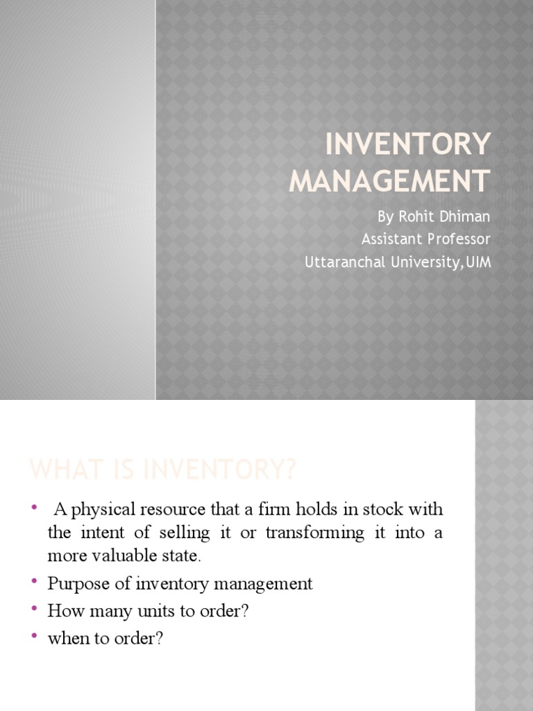 Inventory Management | Download Free PDF | Inventory | Production And Manufacturing