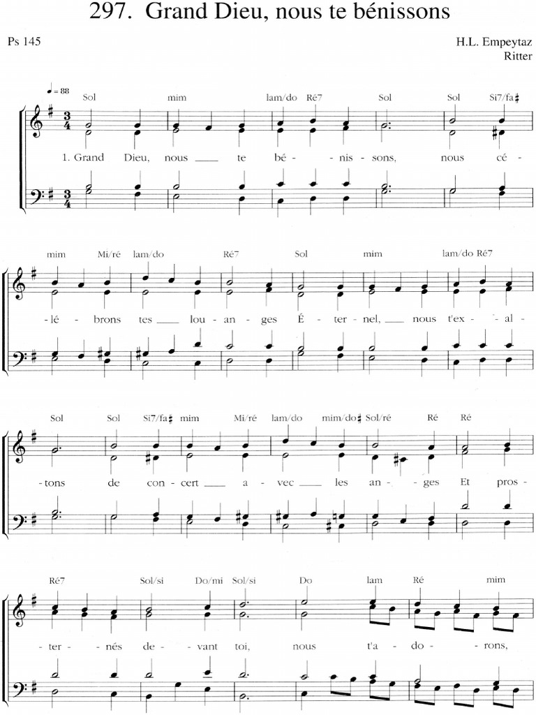 Grand Dieu Nous Te Benissons-Partition | PDF