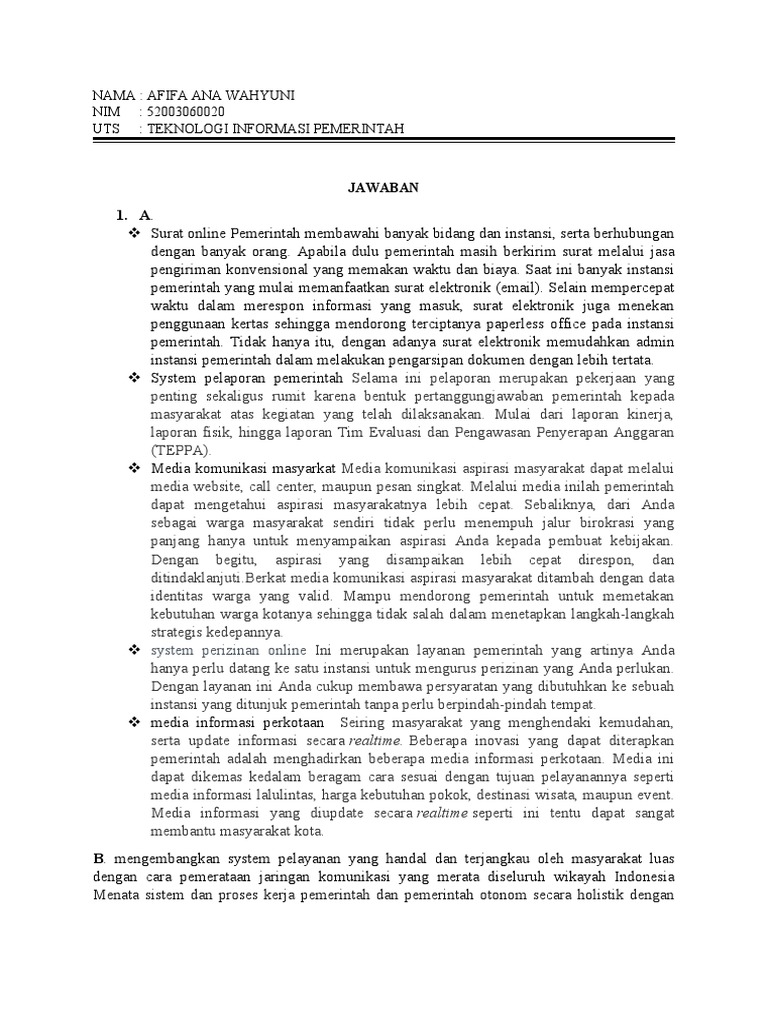 Afifa Ana - 52003060016 - Teknologi Informasi Pemerintah | PDF