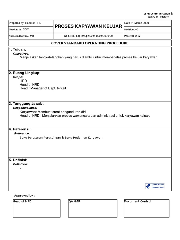 IKB SOP Proses Karyawan Keluar 1 | PDF | Karier & Perkembangan