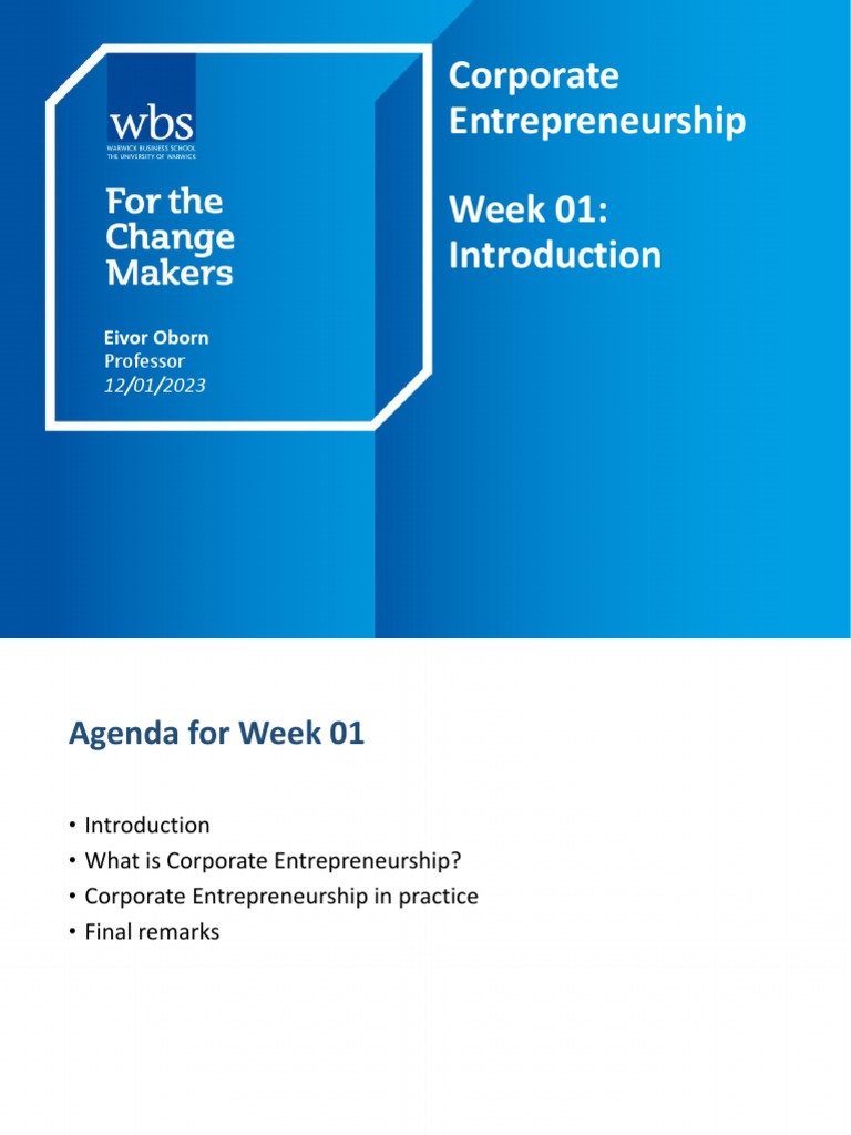 Week 1 Lecture Pdf Entrepreneurship Innovation