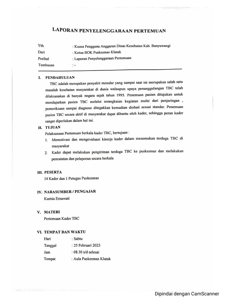 LHK Pertemuan Kader TBC | PDF