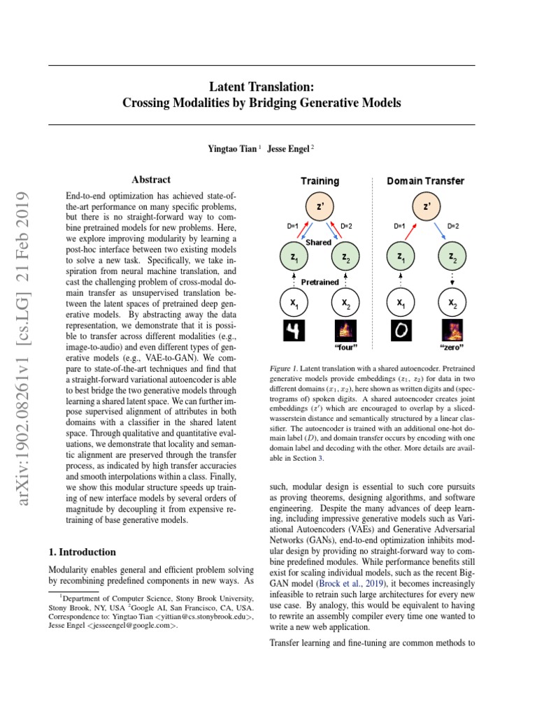 Latent Translation: Crossing Modalities by Bridging Generative Models | PDF | Interpolation ...