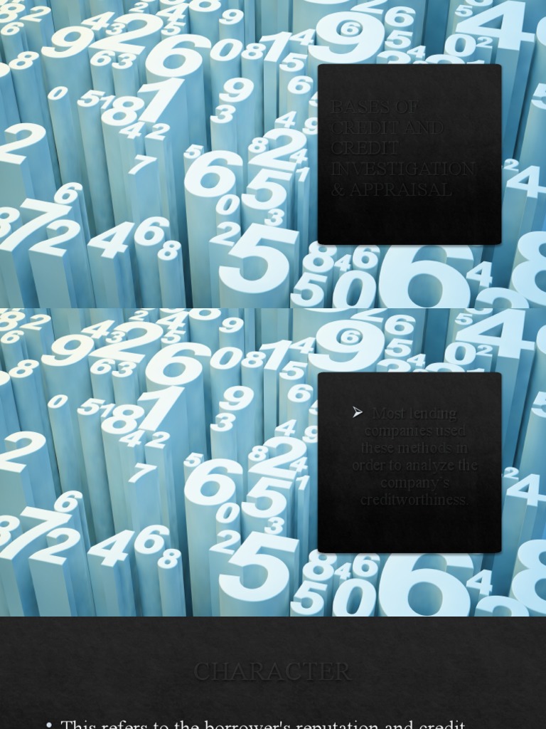 Bases of Credit and Credit Investigation Appraisal | PDF | Finance ...