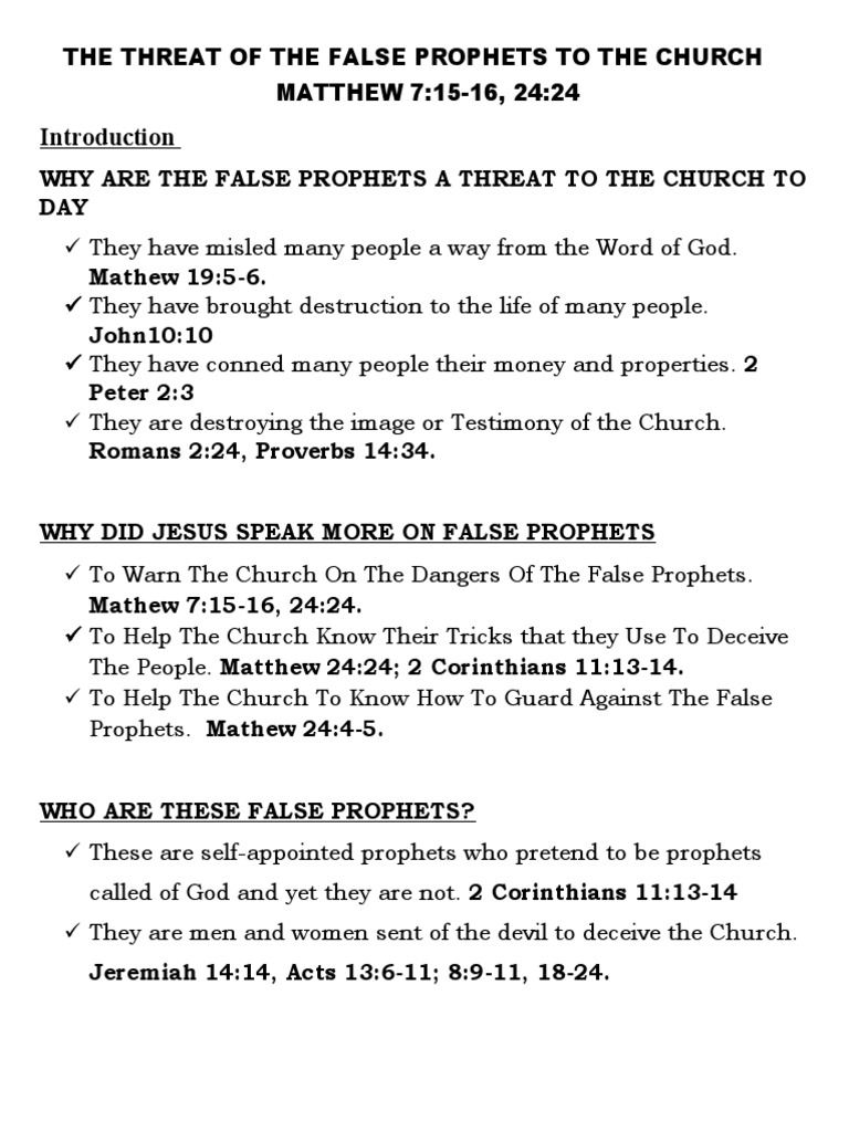 Guarding the Church Against False Prophets | PDF | Prophet | Prophecy