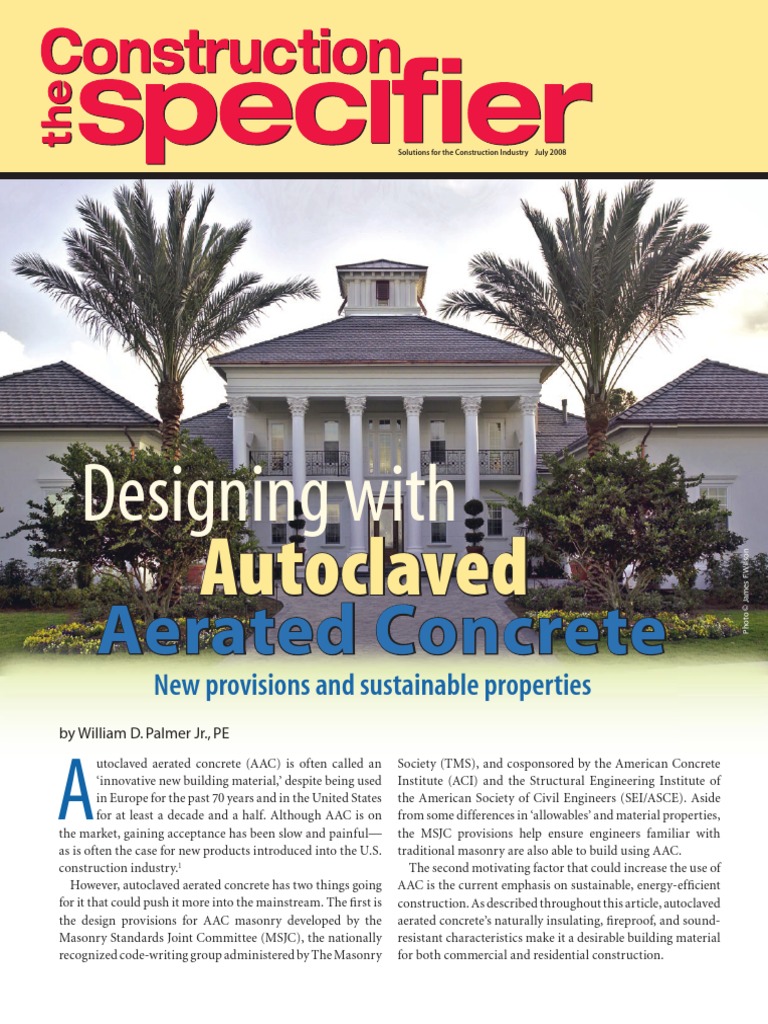 Autoclaved - Aerated - Concrete CSI Design | PDF | Concrete | Masonry