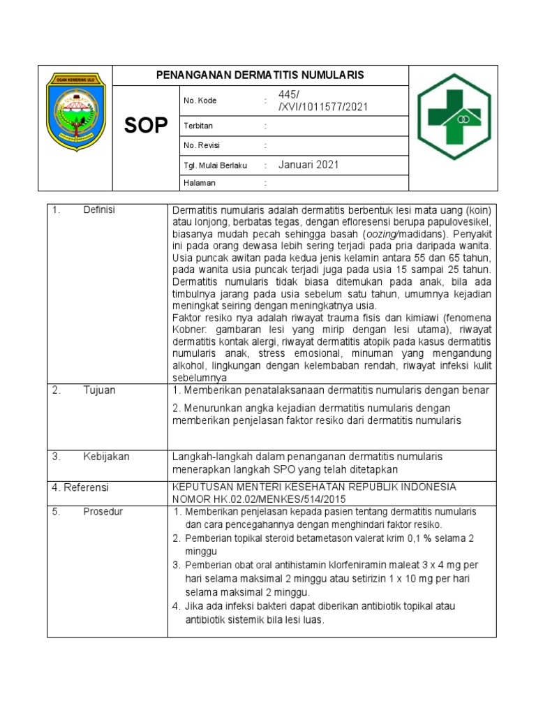 SOP Dermatitis Numularis | PDF