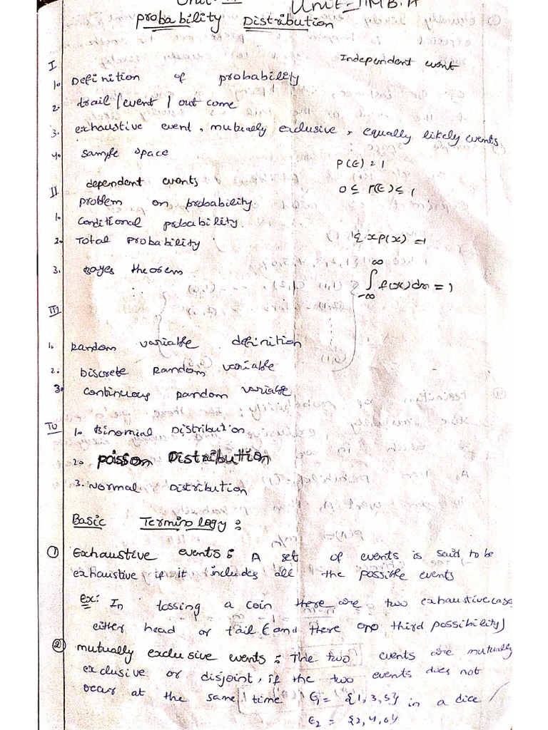 Probability and Distribution (P&S) Notes | PDF