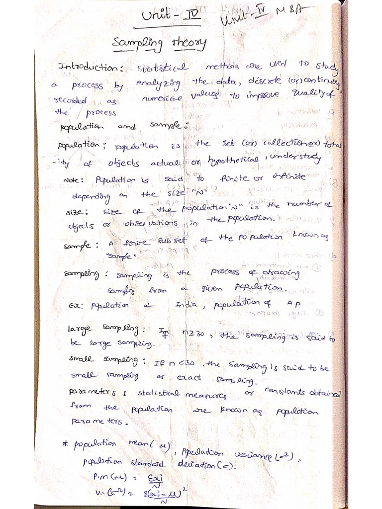 Sampling Theory Pands Notes Pdf