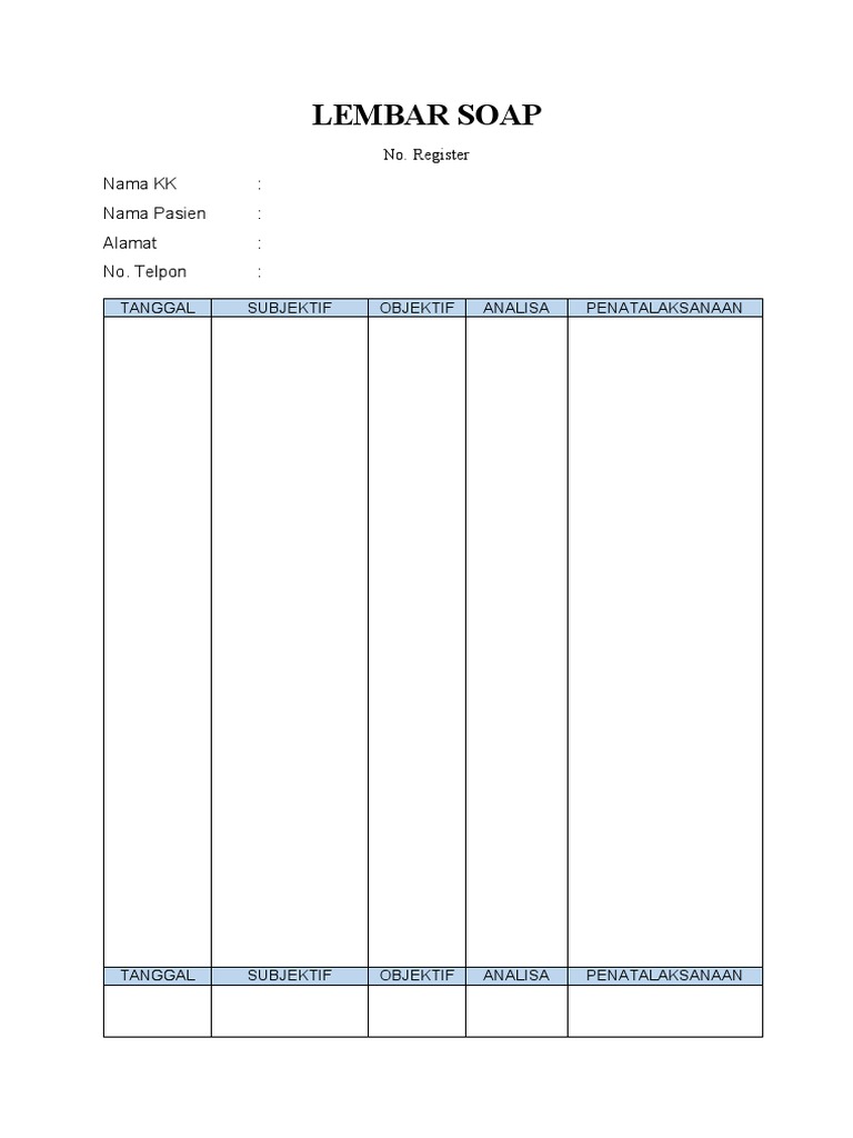 Format Lembar SOAP Rekam Medis | PDF | Hukum | Sains & Matematika