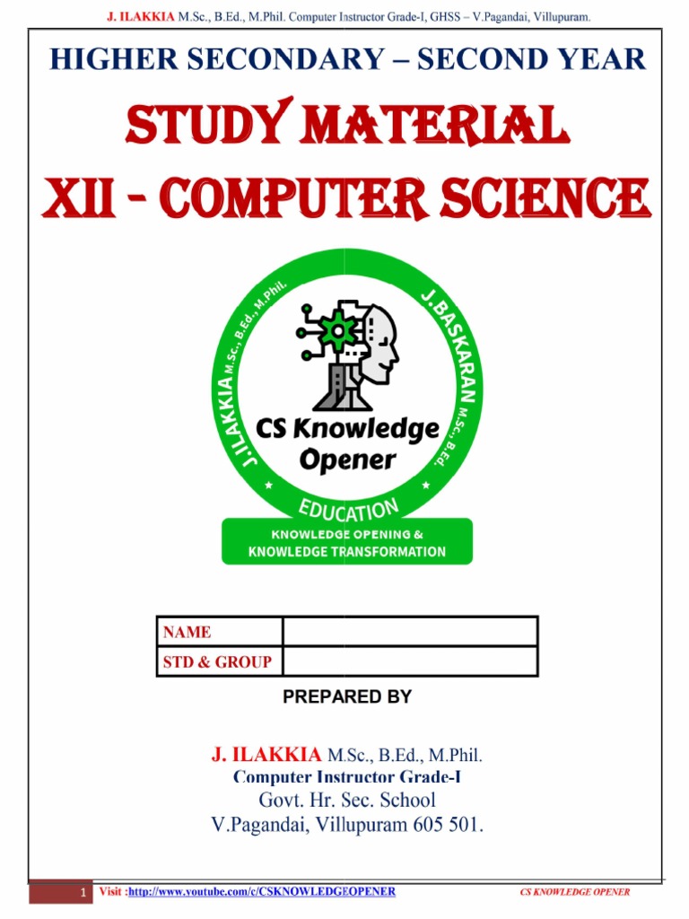 Xii - Cs Study Material 2022-2023 | PDF Xii - Cs Study Material 2022-2023 | PDF