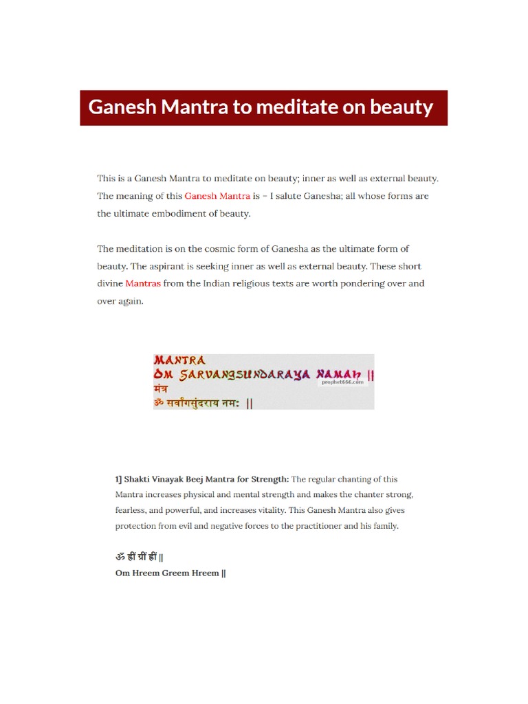 Ganesha Beauty Mantra | PDF