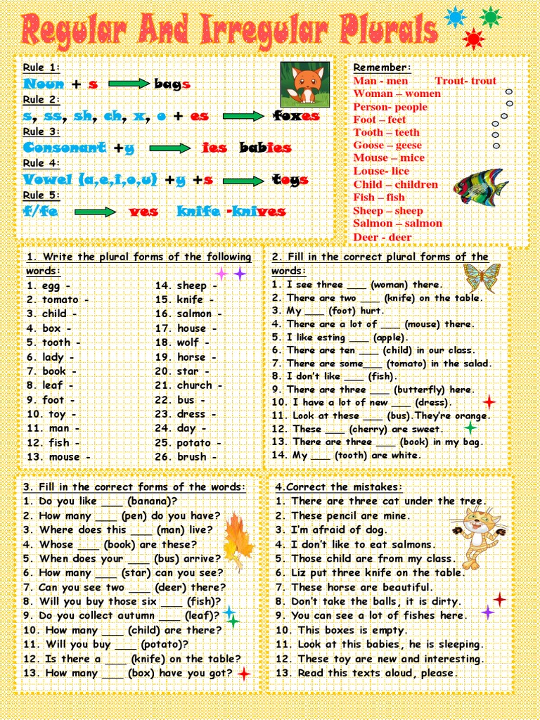 Regular and Irregular Nouns Worksheet | PDF | Linguistics | Languages