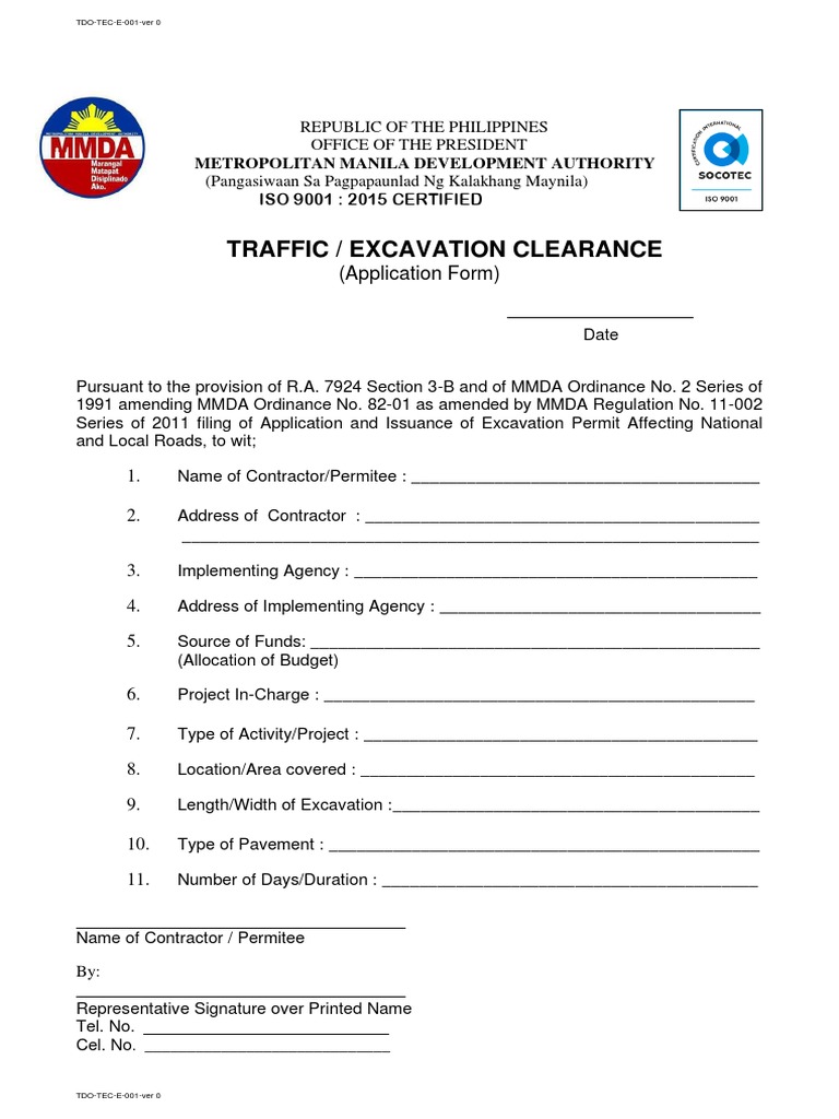 Traffic and Excavation Clearance Application | PDF | Government | Justice