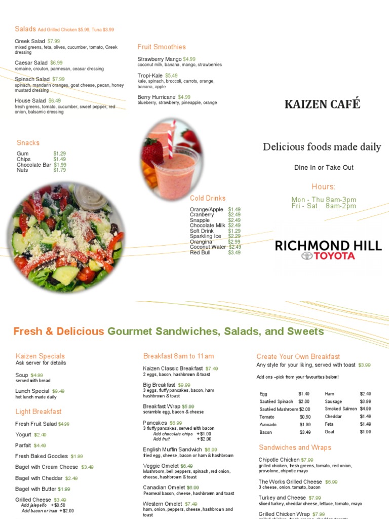 Kaizen Cafe Menu | PDF | Bacon | Salad