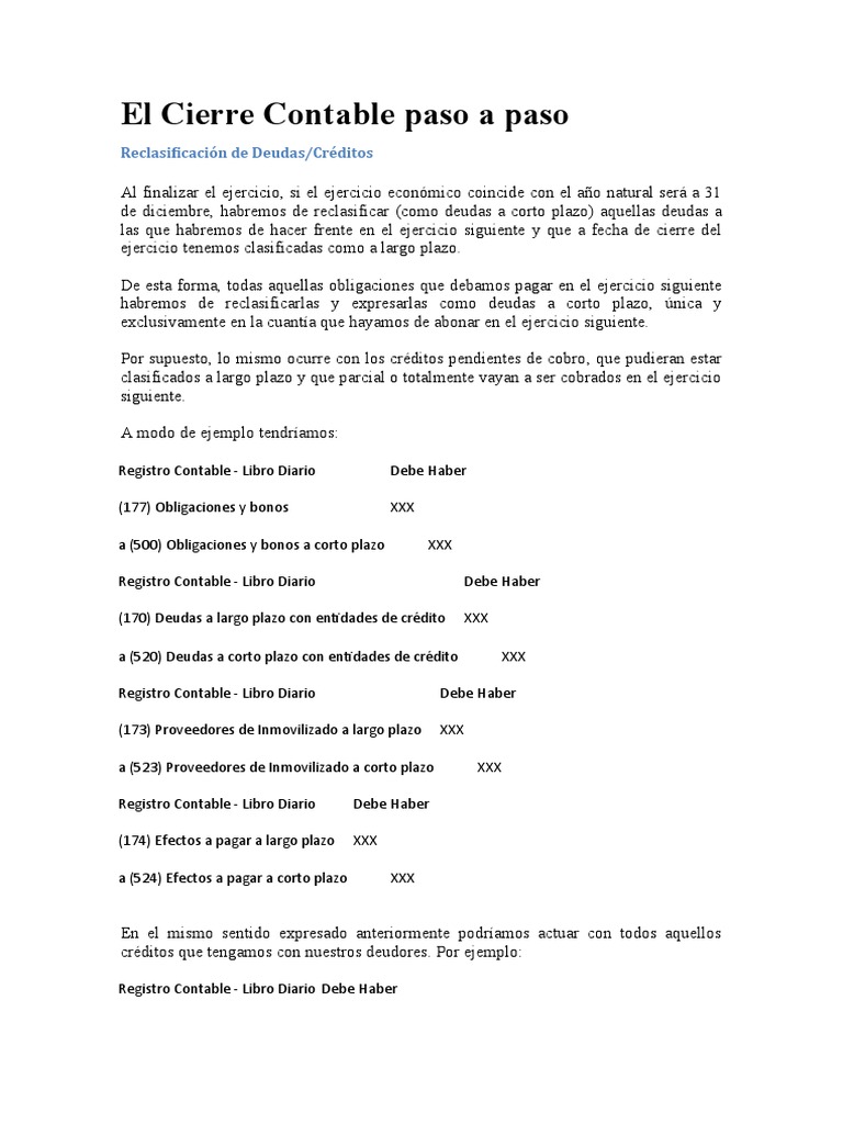 El Cierre Contable Paso A Paso-Regularizacion | PDF | Contabilidad | Negocios económicos