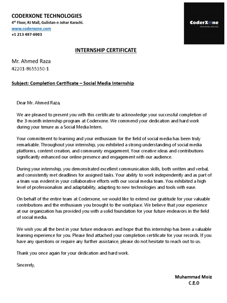 Internship Letter' | PDF
