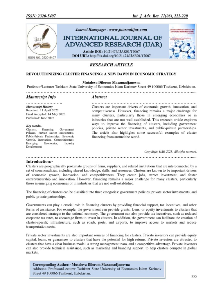 Revolutionizing Cluster Financing: A New Dawn in Economic Strategy ... Revolutionizing Cluster Financing: A New Dawn in Economic Strategy ...