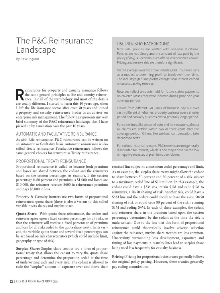 The P and C Reinsurance Landscape | PDF | Reinsurance | Insurance