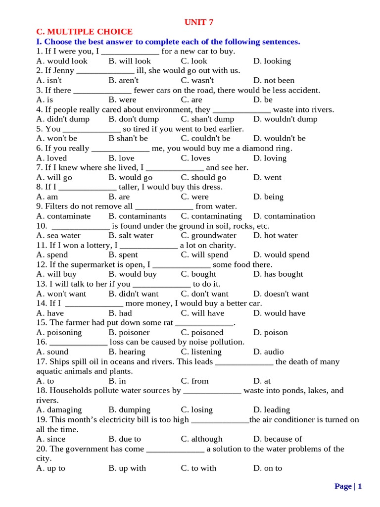 Bài tập Anh 8 theo chuyên đề MULTIPLE CHOICE E8 (UNIT 7-12) | PDF | Earthquakes