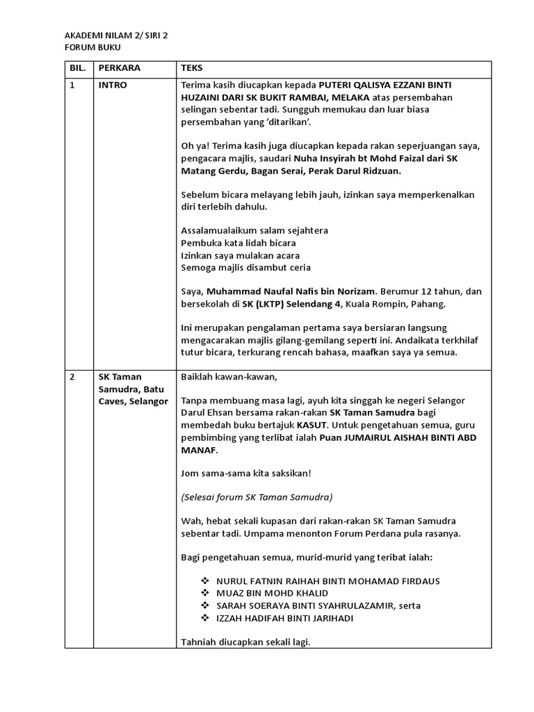 Skrip Akademi Nilam Siri2 2023 | PDF