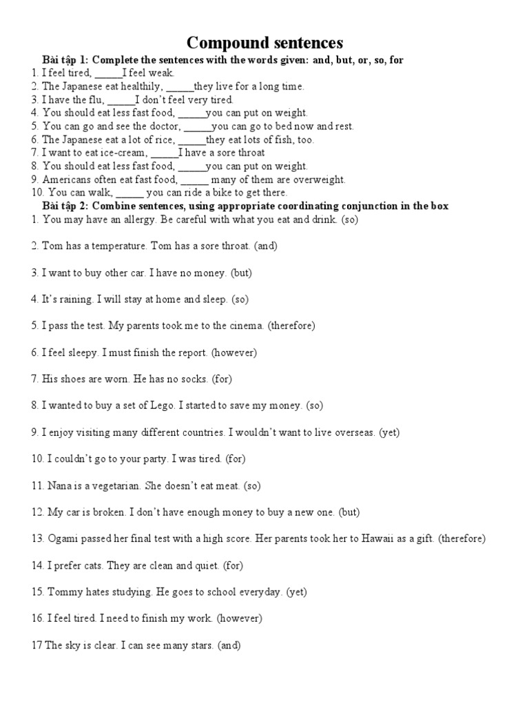 Compound Sentences | PDF
