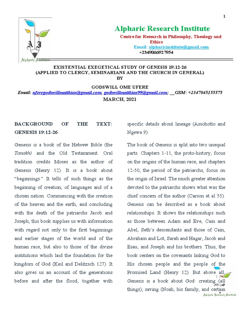 Existential Exegetical Study of Genesis 19 | PDF