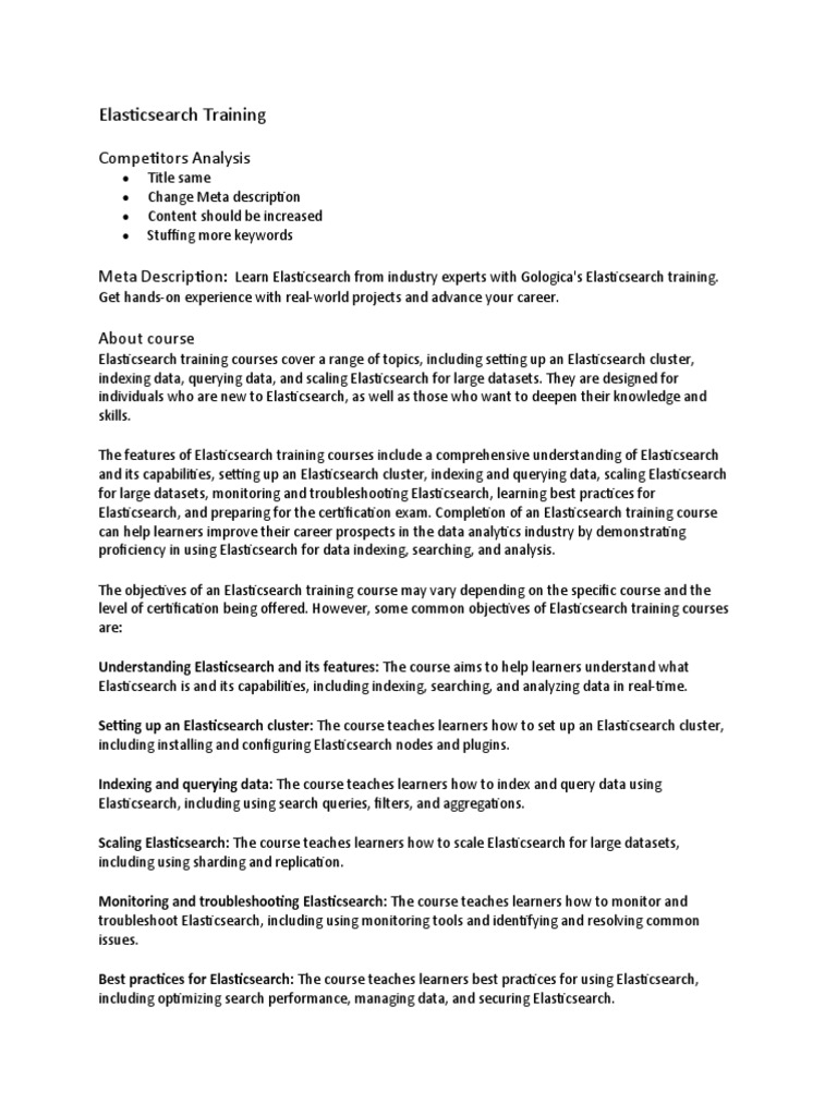 Elasticsearch Training | PDF