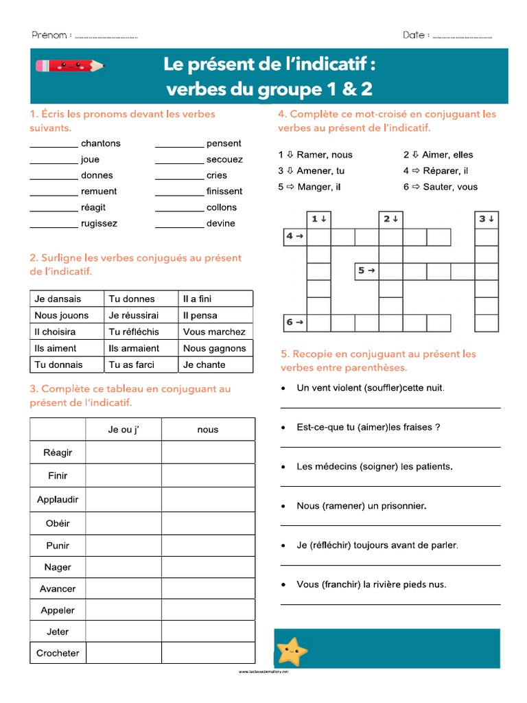 Fiche Exercices Présent Indicatif - Révisions | PDF