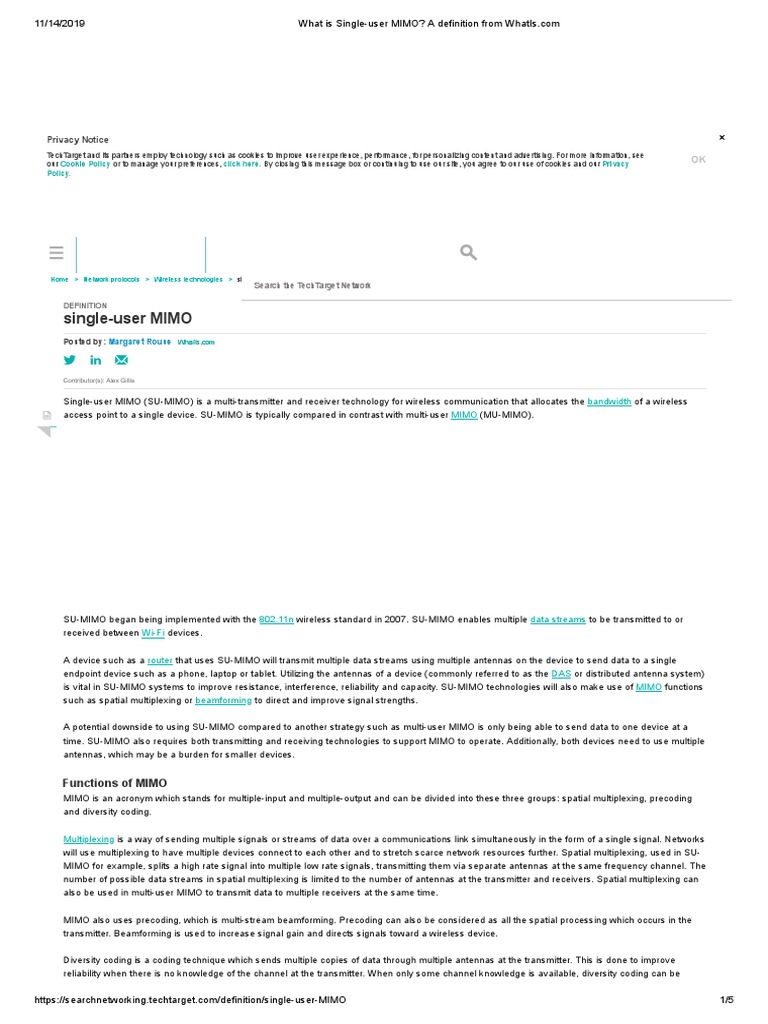What Is Single-User MIMO - A Definition From | PDF | Mimo | Multiplexing What Is Single-User MIMO - A Definition From | PDF | Mimo | Multiplexing