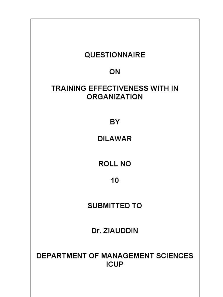 Training Effectiveness Questionnaire | PDF