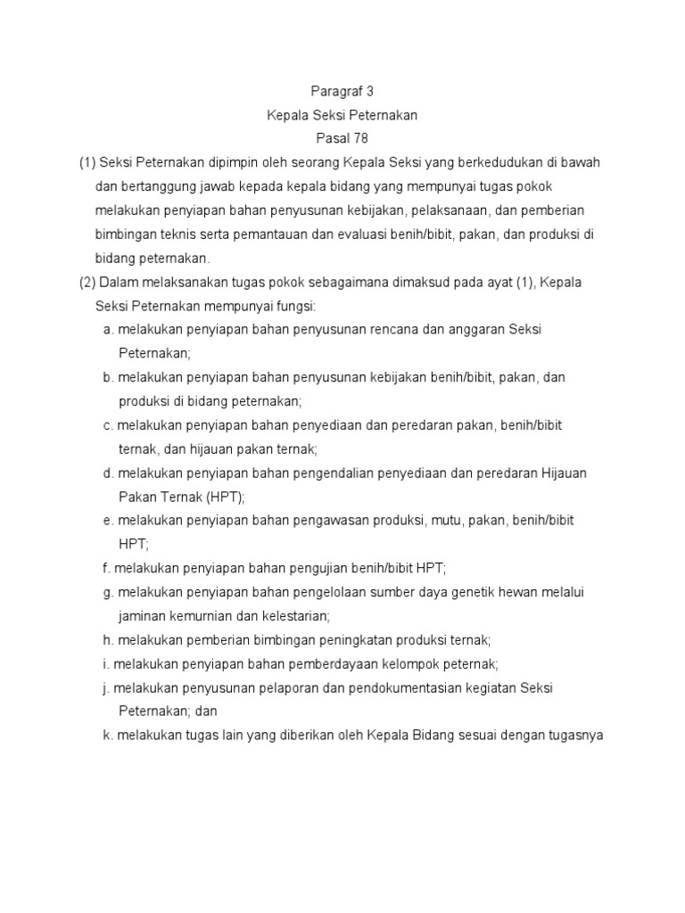 Tupoksi Kasi Peternakan | PDF