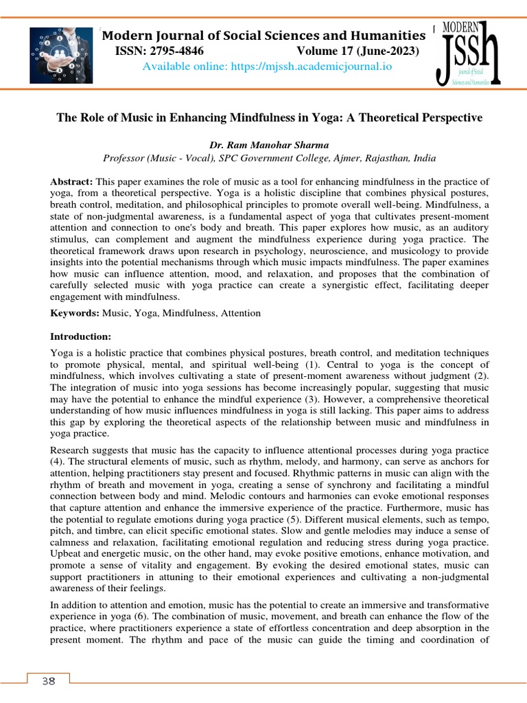 The Role of Music in Enhancing Mindfulness in Yoga: A Theoretical ...